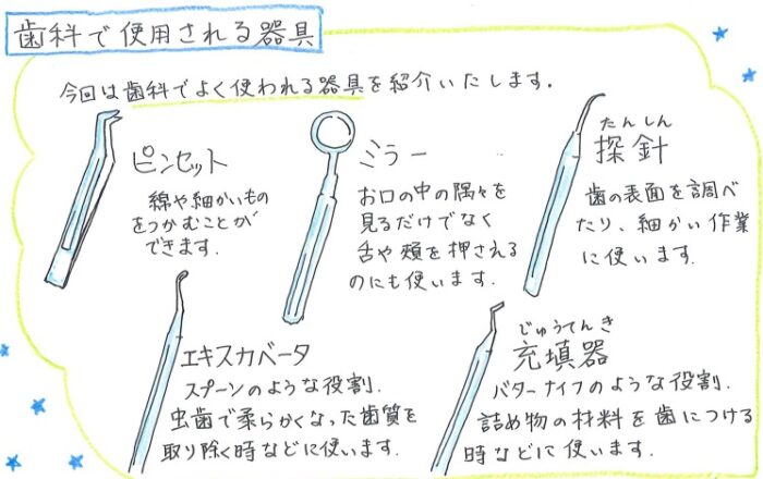 これが基本の治療器具5点セットです 【インプラント歯科の専門医】番町オーラルサージャリーデンタルクリニック
